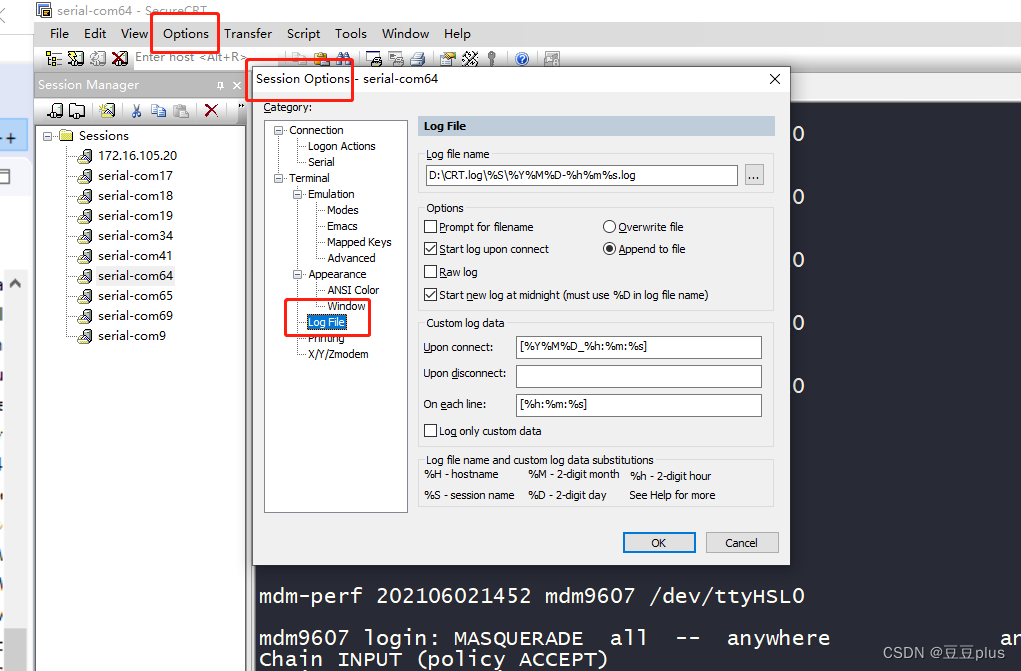 SecureCRT设置log保存路径和格式_securecrt log存储-CSDN博客