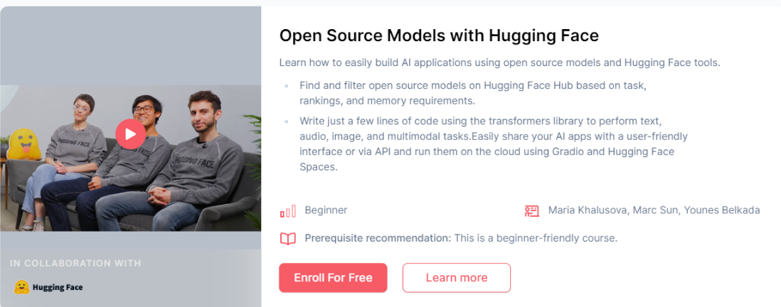 HuggingFace团队亲授：如何使用HuggingFace上的开源模型_hugging face courses-CSDN博客