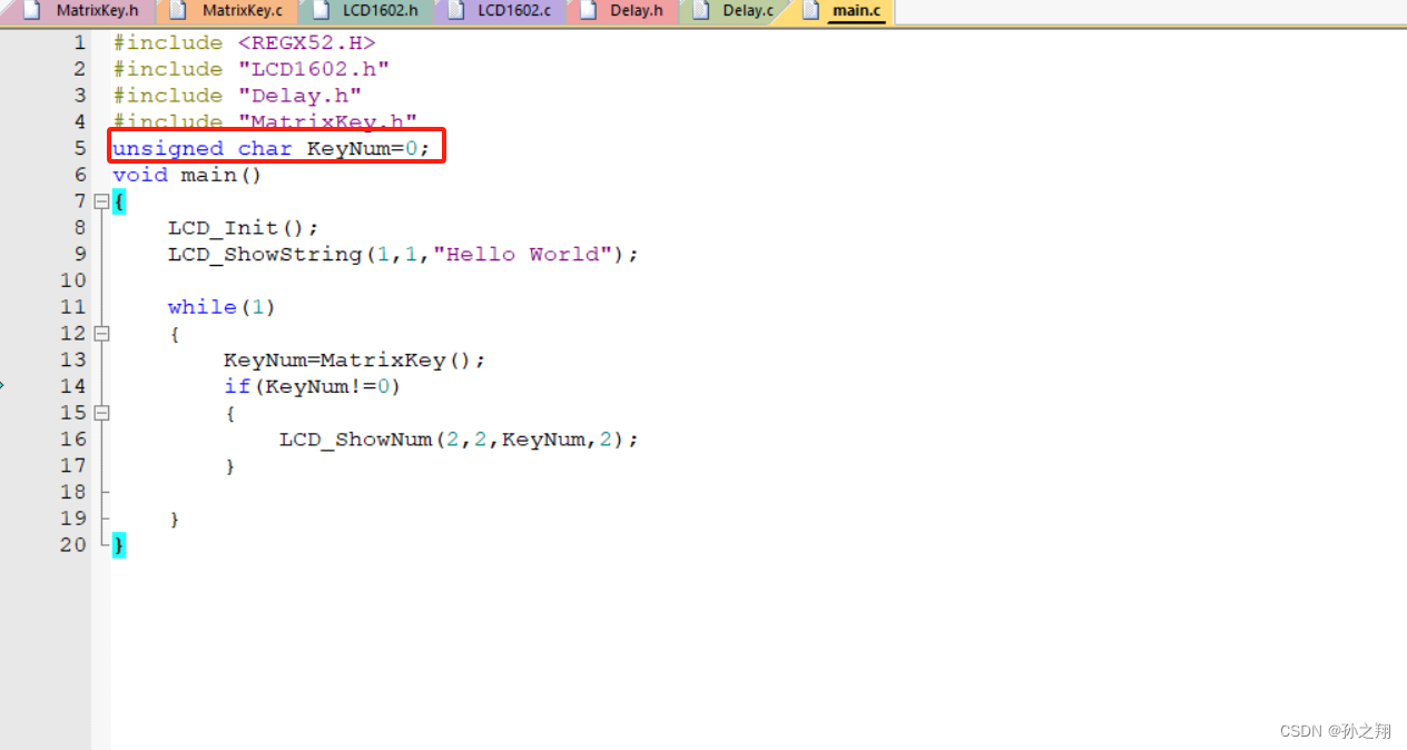 51单片机，问一下大佬们，方框里的unsigned char KeyNum=0在主函数main里编译会出错_51单片机 再主函数里定义 ...