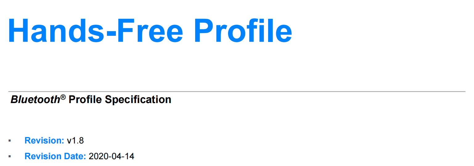 Bluetooth Profile Specification之4.0 HFP简介_蓝牙篇之蓝牙协议规范-CSDN专栏