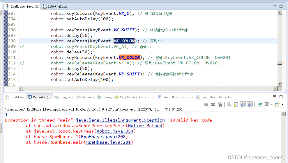 KeyEvent.VK_COLON Exception in thread “main“ java.lang.IllegalArgumentException: Invalid key ...