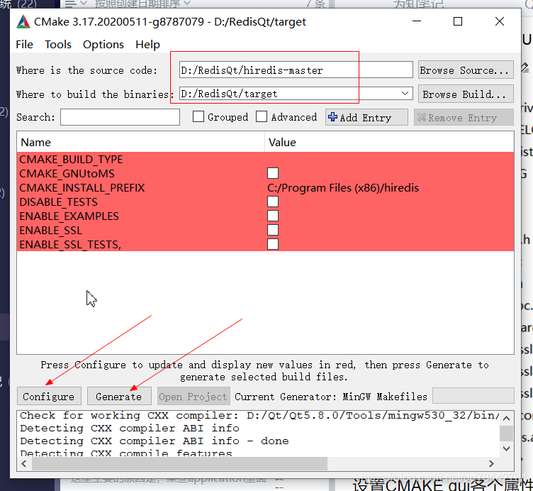 CMake笔记-使用CMake GUI生成MinGW的Makefiles及编译hiredis_cmakeui制作makefile-CSDN博客