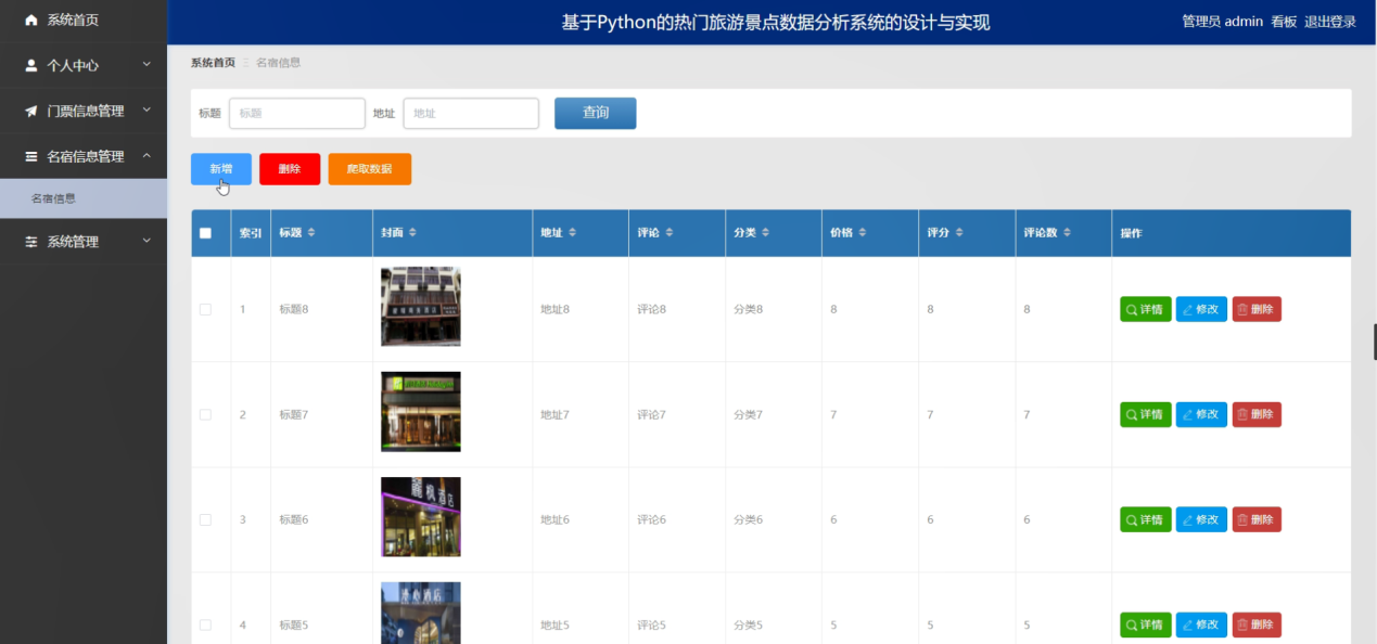 计算机毕业设计基于python的热门旅游景点数据分析系统的设计与实现 四方游”基于python热门旅游景点数据分析系统设计与实现论文 Csdn博客