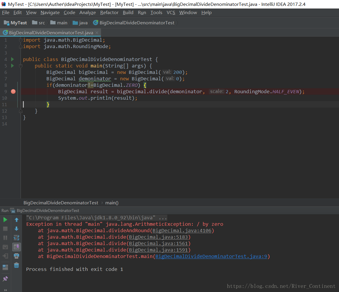 【JavaEE】BigDecimal中divide，被除数不能为0。java.lang.ArithmeticException: / by zero_bigdecimal divide 0 ...