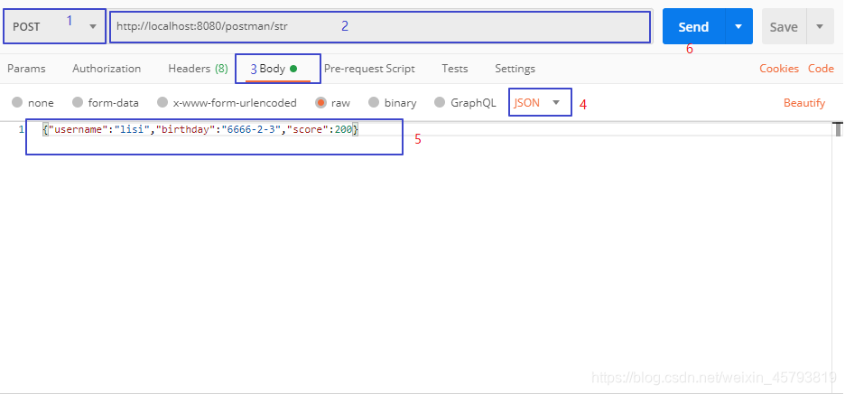 使用postMan进行json数据的传递基本案例_postman传一个json字符串字符串-CSDN博客