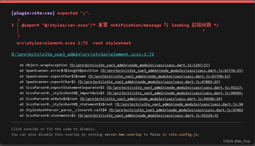 挖坑记录：vite使用sass 报错：[plugin:vite:css] expected “；“._[plugin:vite:css] [sass] expected "{".-CSDN博客