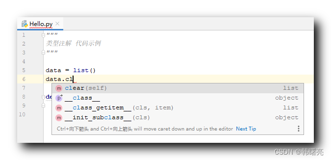 【python】类型注解 ① Python 中的代码提示问题 函数名提示功能 函数参数类型提示功能 类型注解概念简介 类型