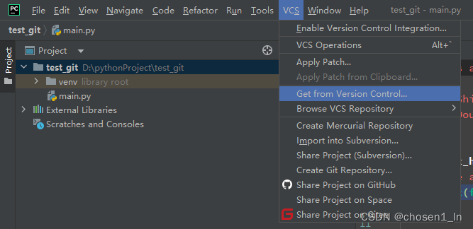 Git、Github、Gitee集成pycharm实现版本控制_git_chosen1_ln-魔乐社区