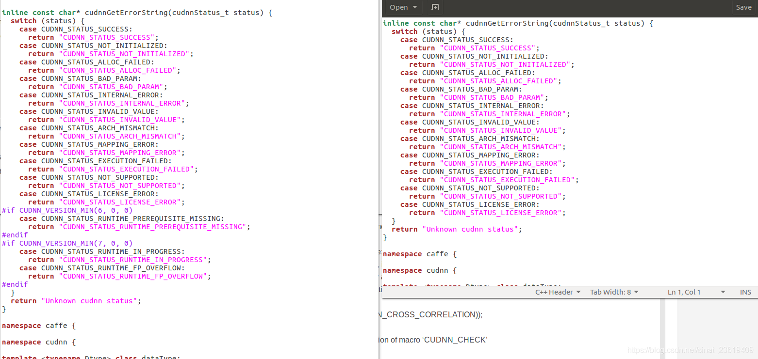 ./include/caffe/util/cudnn.hpp: In function ‘const char* cudnnGetErrorString(cudnnStatus_t ...