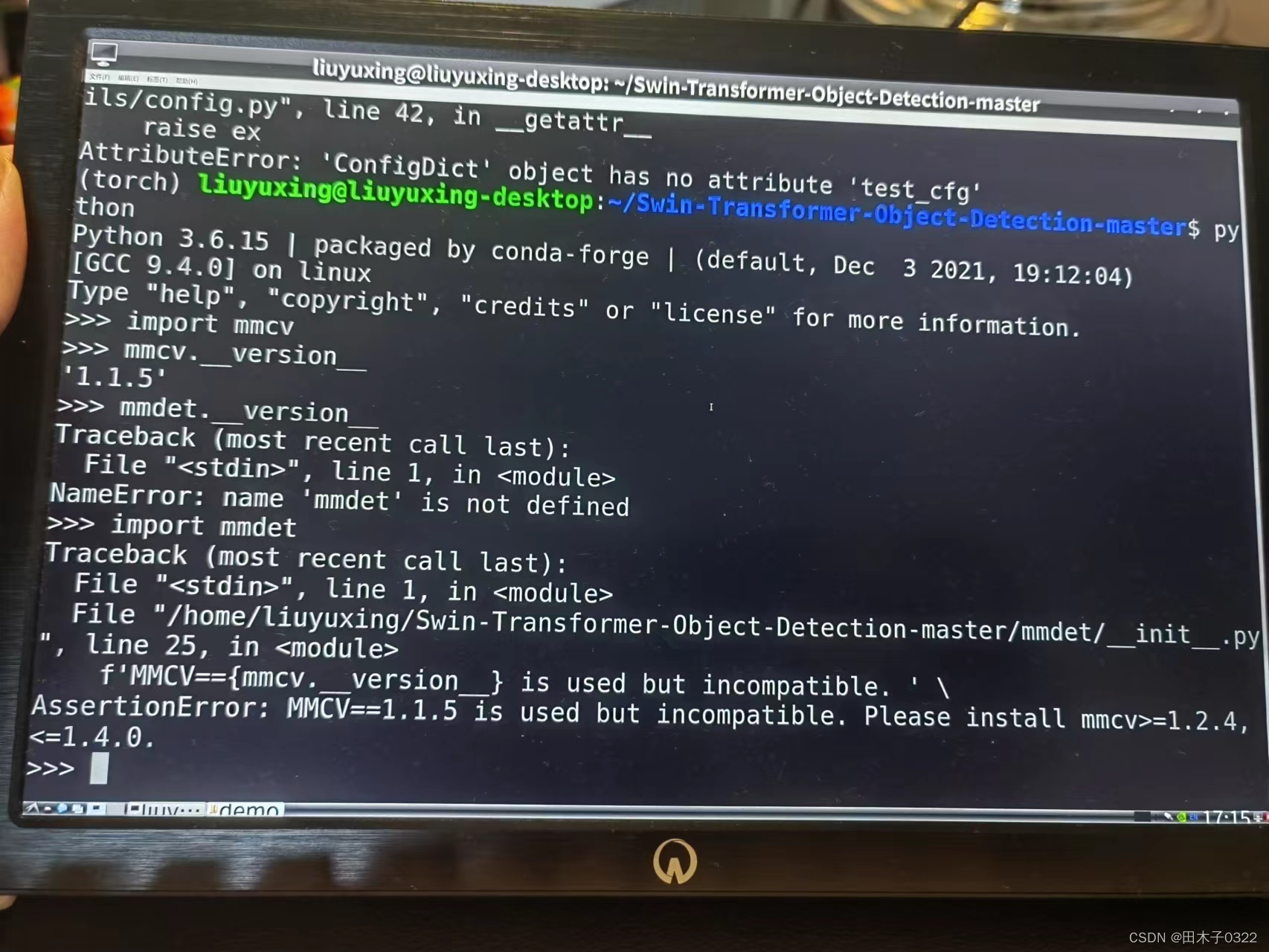 2022.7.20 JETSON NANO 2GB 跑Swin-Transformer-Object-Detection。（配置：UBUNTU18/PYTHON3.6/PYTORCH1.6.0 ...