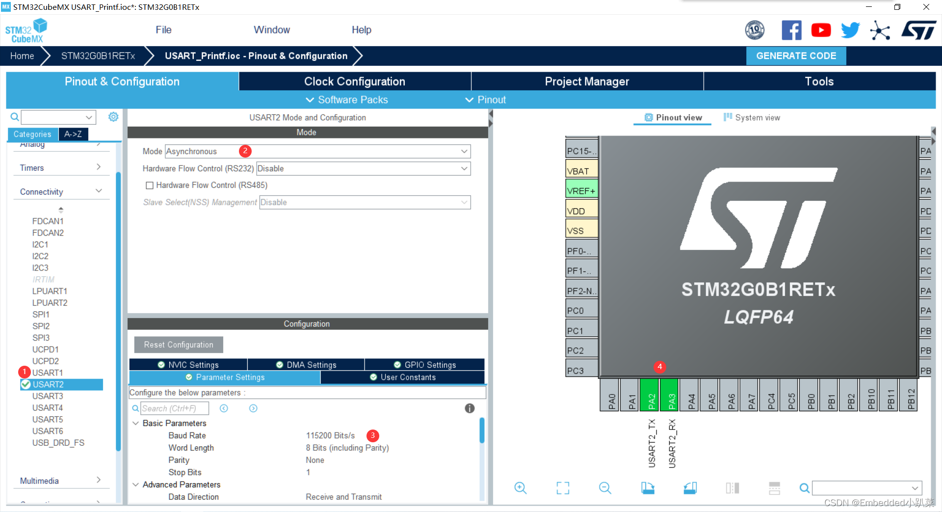 【STM32+HAL库】---- 调试printf串口打印_hal printf-CSDN博客