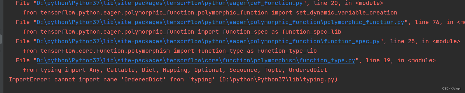 cannot import name ‘OrderedDict‘ from ‘typing‘错误的解决方法_cannot import ...
