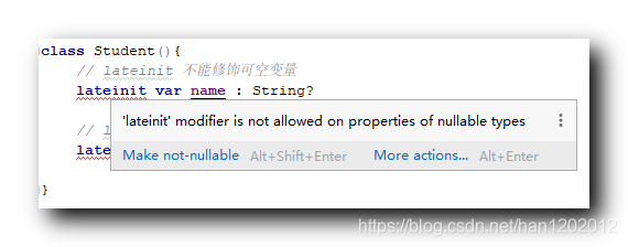 【Kotlin】变量简介 ( 可空类型 | lateinit | 初始化判定 | 非空类型 | !! 与 ? 修饰符 | ?= ?. ?: 运算符 | 抽象属性变量)_kotlin ?=-CSDN博客