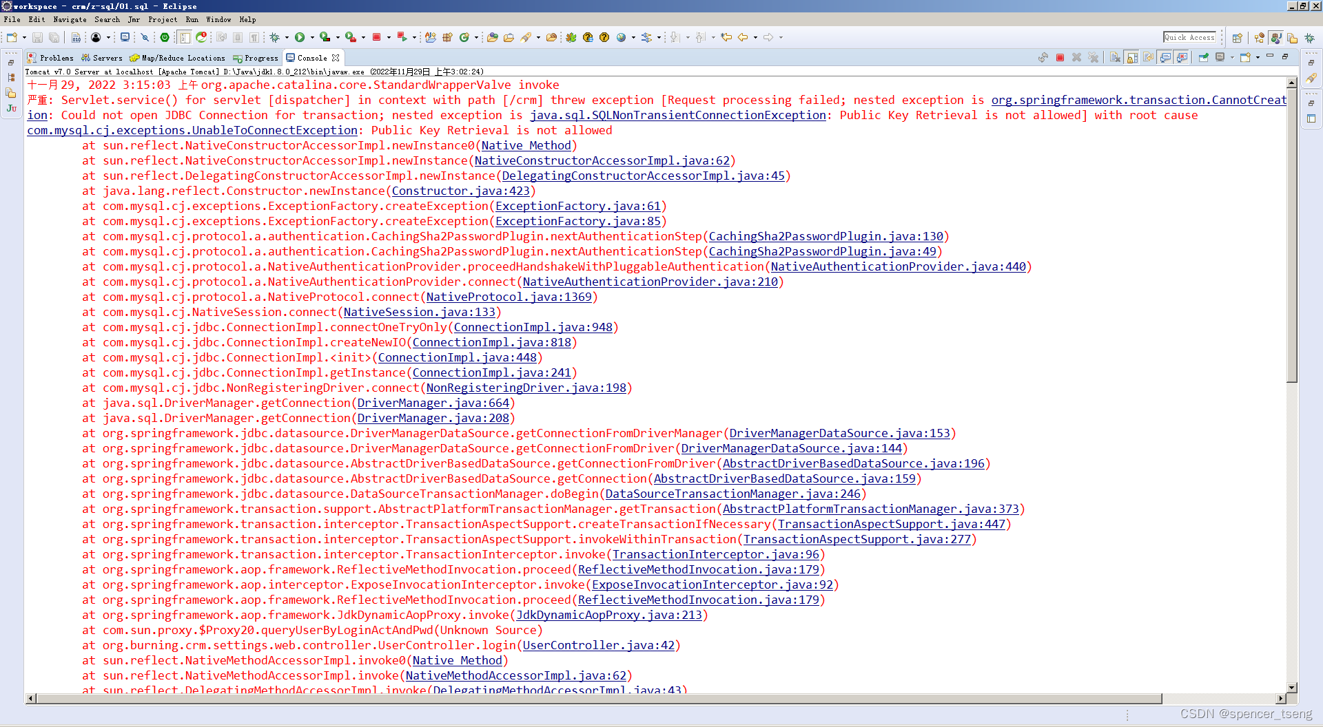 java.sql.SQLNonTransientConnectionException: Public Key Retrieval is not allowed] with root ...