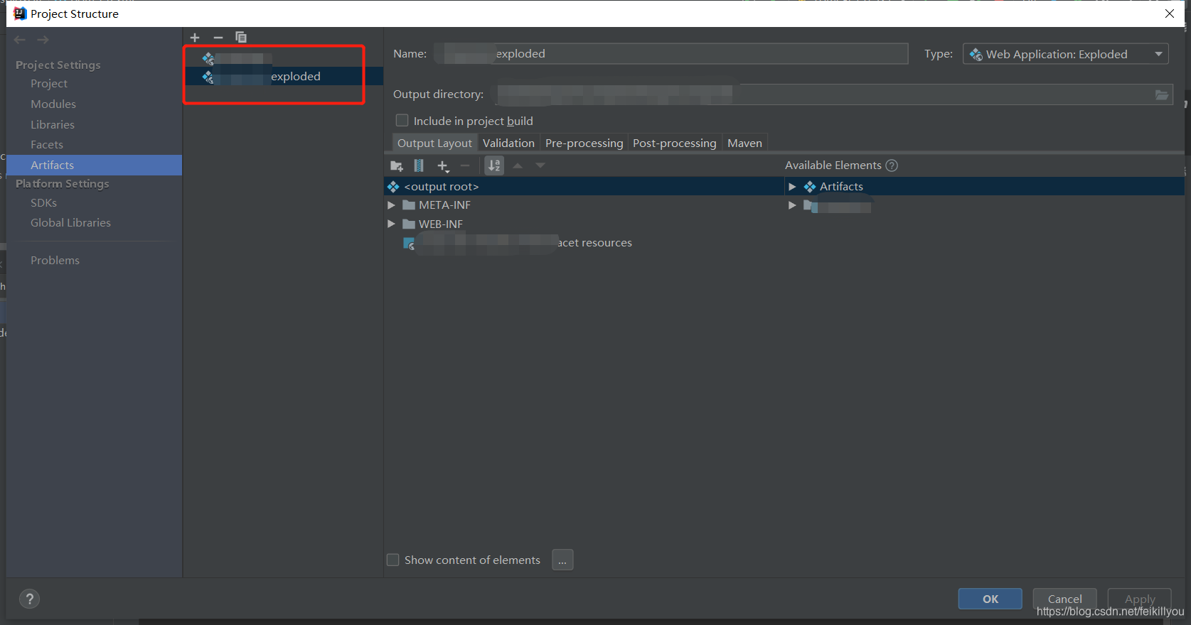 idea tomcat部署web项目报错：Error:Cannot build artifact ‘xxx:war exploded‘ because it is included into ...
