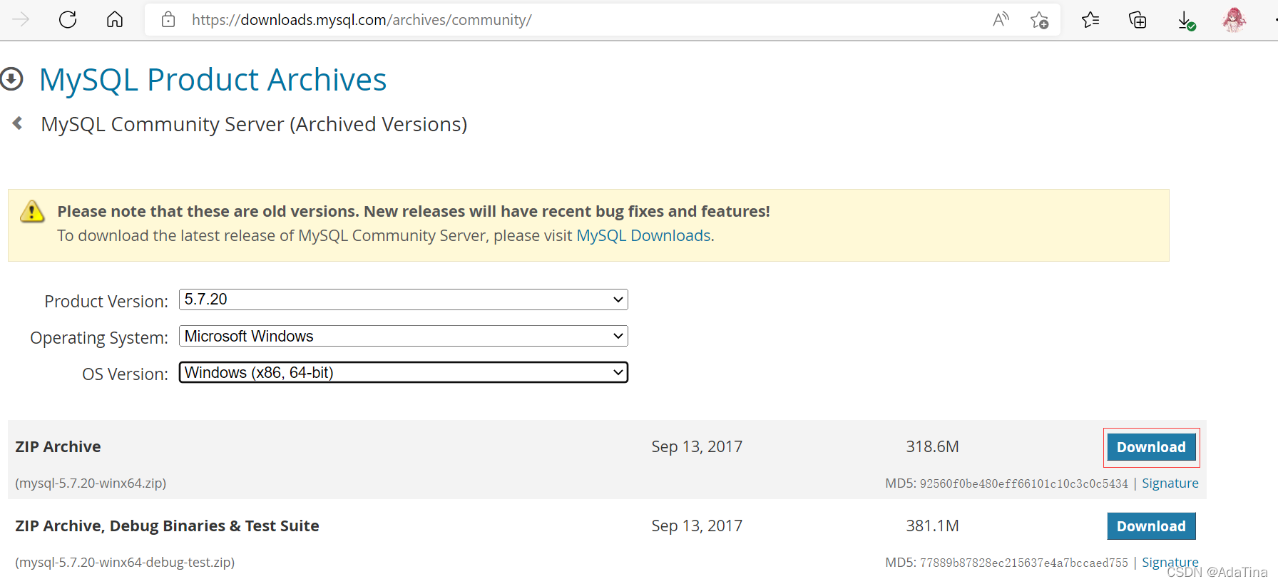 数据库-mysql(windows安装)_download mysql community server (archived versions-CSDN博客