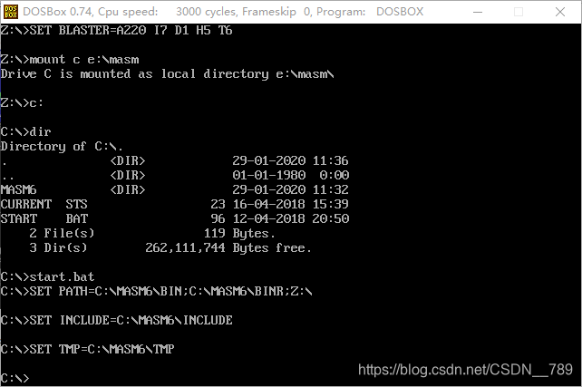 使用DOSBox-0.74编写Hello World的教程（全）_dosbox使用教程-CSDN博客
