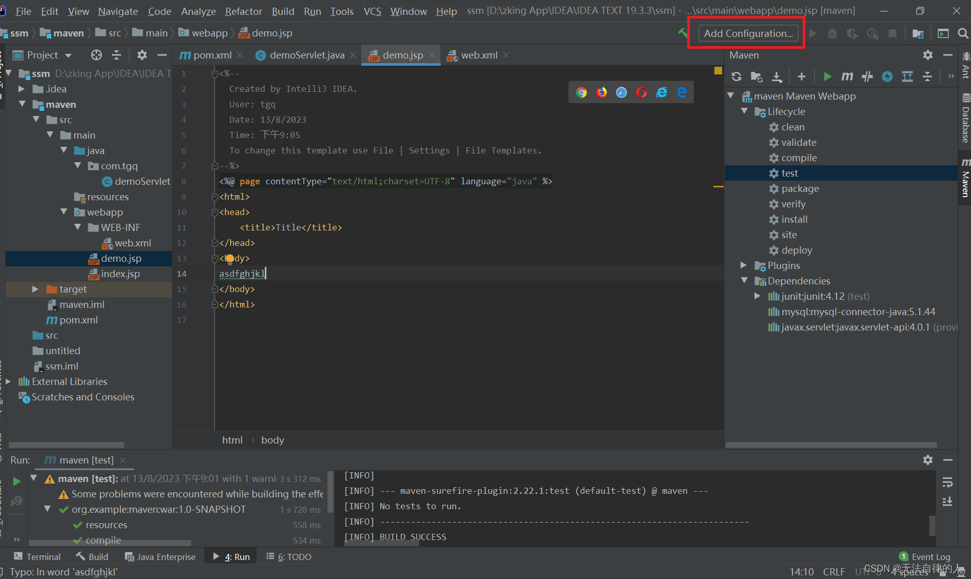 【Maven】IDEA部署配置Maven项目教程，IDEA配置Tomcat（2019.3.3）（2023.1.3）_idea重新部署maven ...