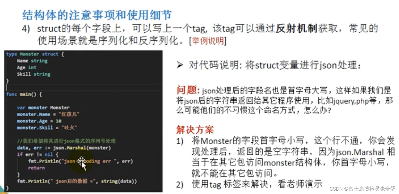 Golang Struct 结构体注意事项和使用细节 内存、转换、序列化结构体 内存转换 Csdn博客