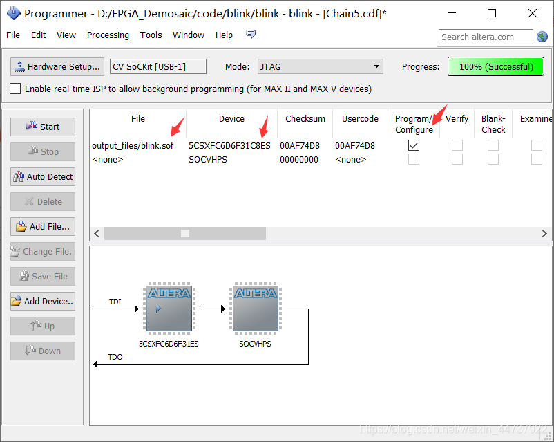 SoCKit下载程序报错Error (209031)或Error (209015): Can‘t configure device. Expected JTAG ID code ...