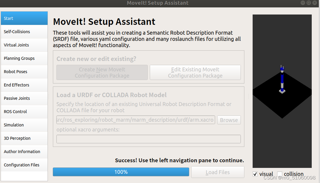 melodic使用Setup Assistant配置机械臂 --自用_melodic怎么配置moveit assent配置助手-CSDN博客