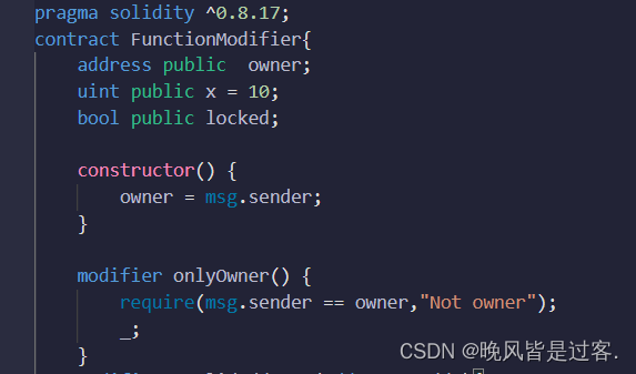 Solidity中modifier 函数修改器 中 ;的作用(下划线加分号)以及防止被重入攻击 Solidity单独一个下划线什么意思 Csdn博客