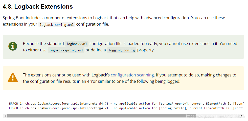 springboot logback no applicable action for [springProfile], current ElementPath is ...