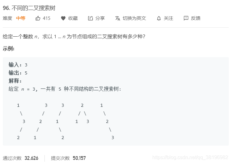 Leetcode不同的二叉搜索树给定一个有序数组能构造几个不同的二叉搜索树 Csdn博客