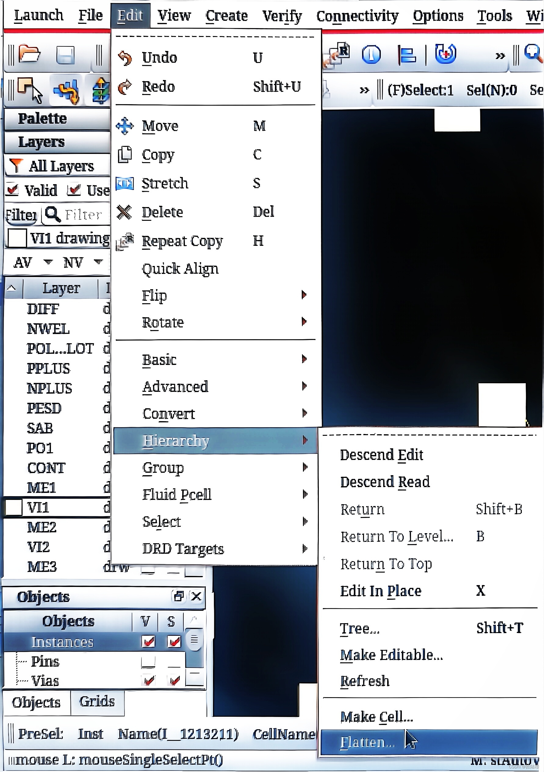 virtuoso：layout editor给选中的via array设置成flatten-CSDN博客