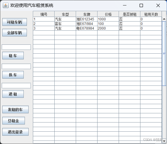 租车管理系统【guiswingmysql】（java课设）javaswing汽车租赁系统 Csdn博客