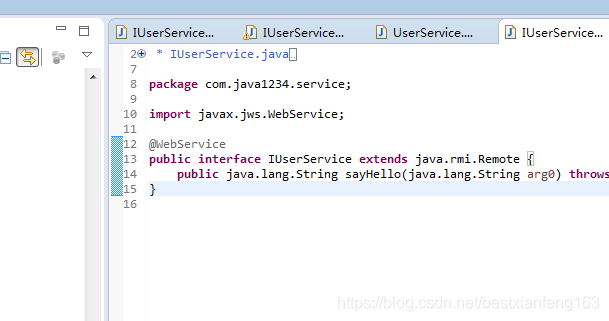 WebService客户端出现A WebService annotation is not present on class: com.java1234.service ...
