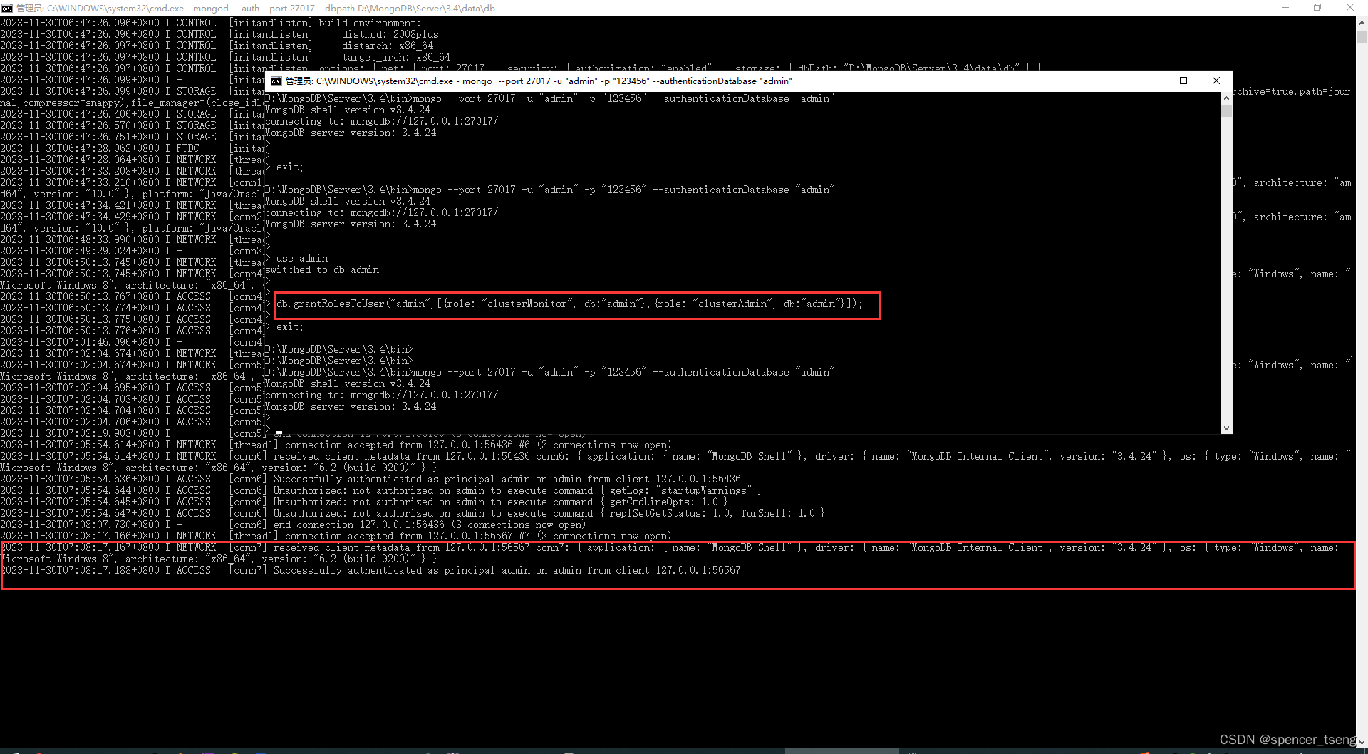 Unauthorized: not authorized on admin to execute command-CSDN博客
