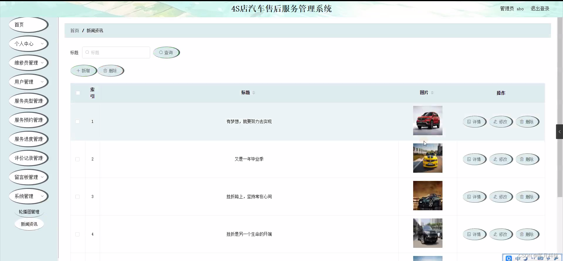 springboot毕设项目4S店汽车售后服务管理系统14nmm（java+VUE+Mybatis+Maven+Mysql）_4s 店汽车crm 系统毕设-CSDN博客