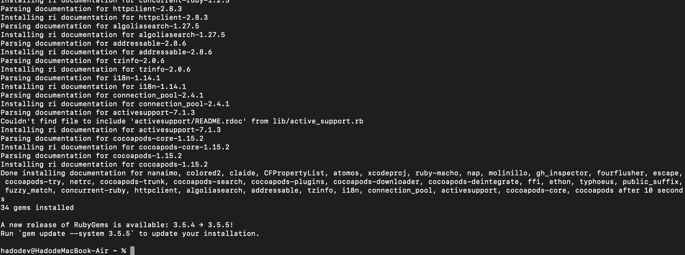 mac电脑安装cocoapods出错，以及安装最新版本ruby方法_error installing cocoapods: cocoapods-1.11.2 requi-CSDN博客