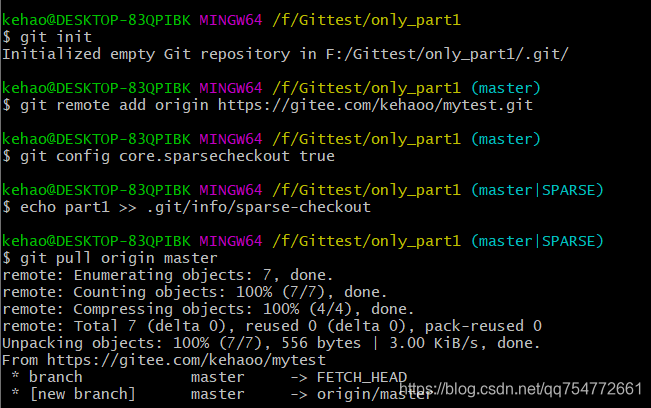 Git sparse checkout 的使用 ，git仓库只获取部分文件的方法，针对部分文件的push 和 pull_core.sparsecheckout-CSDN博客