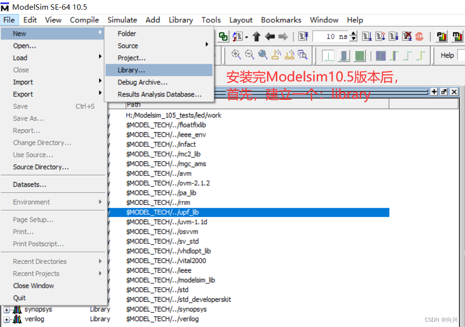实验报告-安装Modelsim10.5版本并跑通一个工程！-CSDN博客