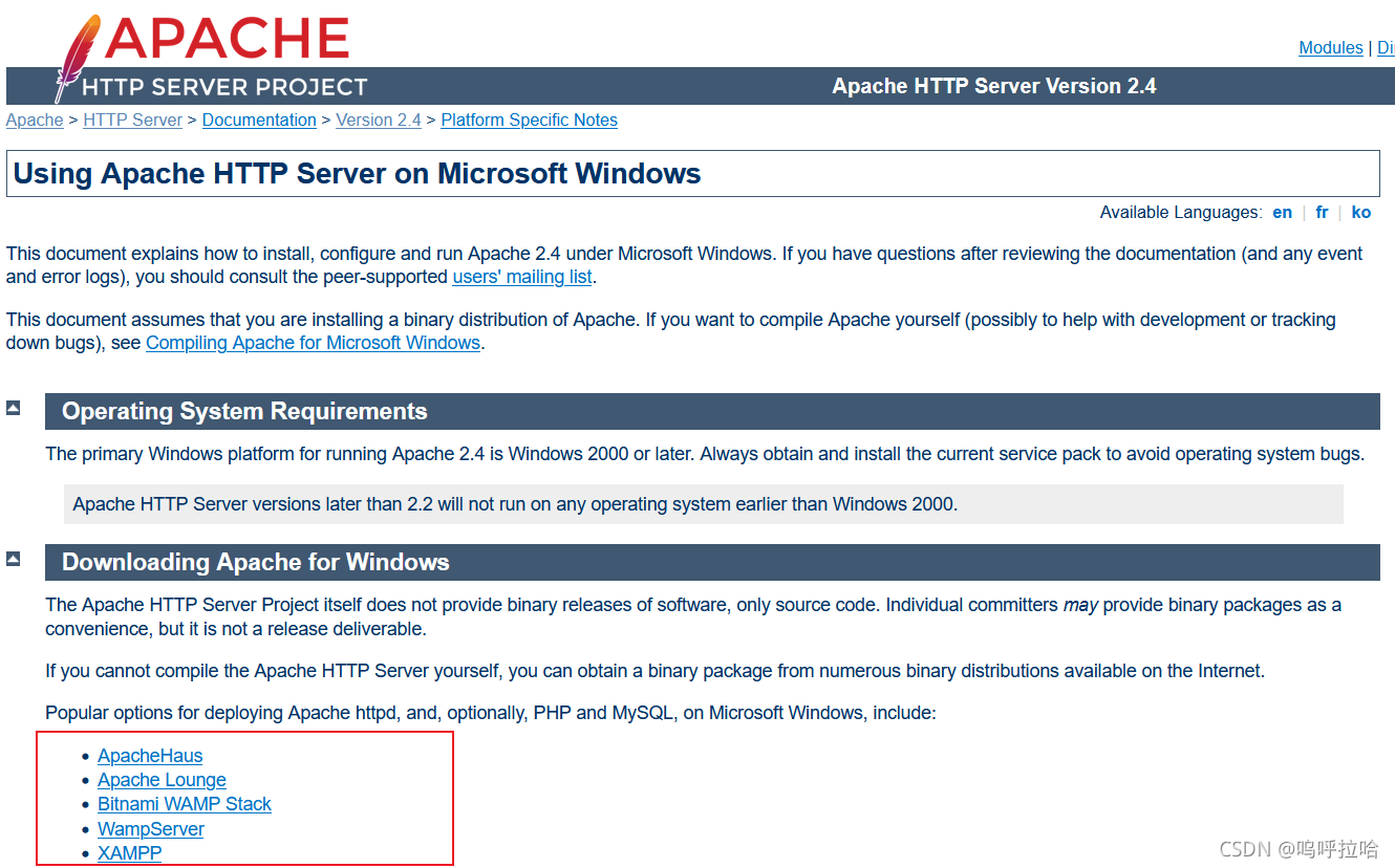 Win10下Apache安装配置-CSDN博客