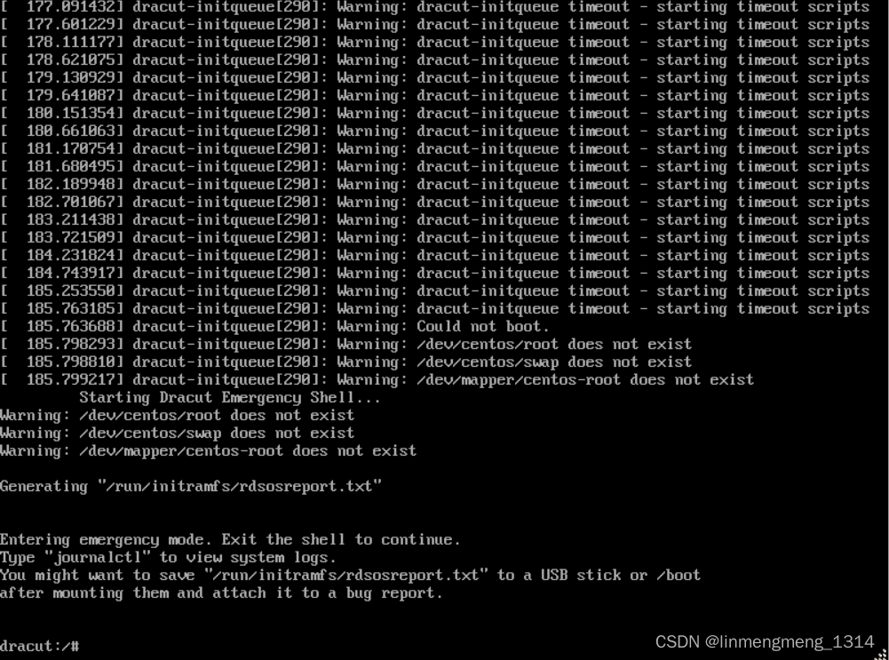 Centos 7分区失败，进入 dracut 页面，恢复操作-CSDN博客