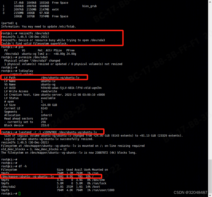 LINUX磁盘管理_resize2fs: device or resource busy while trying to-CSDN博客