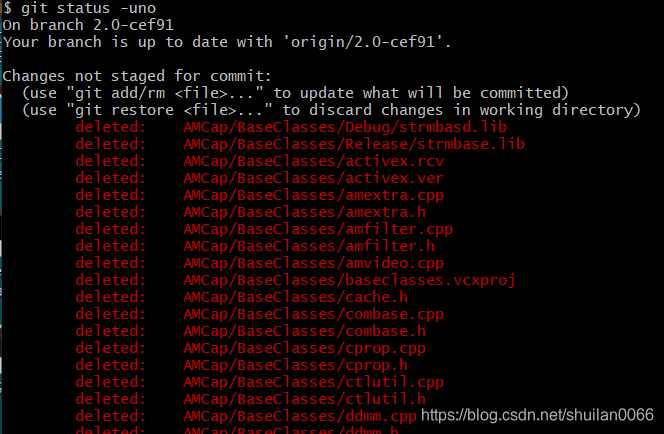 利用 git status -uno 找回不小心删除了些啥-CSDN博客