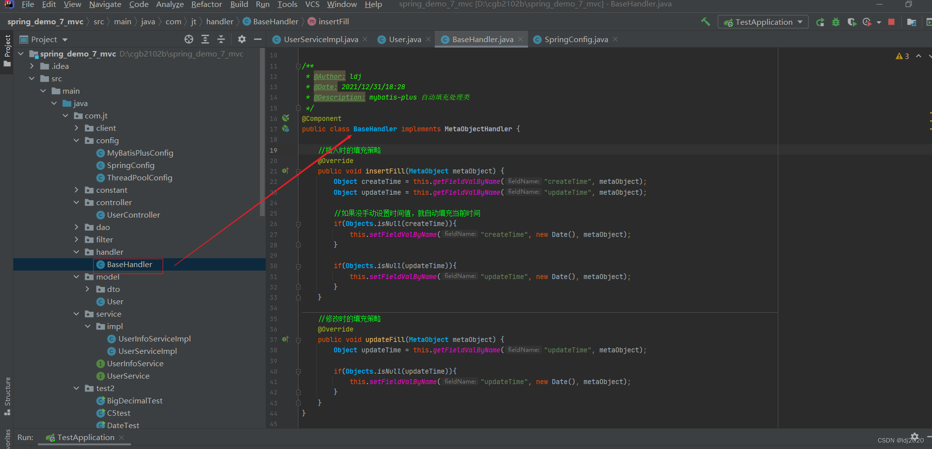 Mybatis-Plus之 @TableField自动填充时间为null_tablelogic 为null-CSDN博客