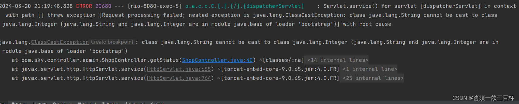 报错解决：Servlet.service() for servlet [dispatcherServlet] in context with path [] threw exception ...