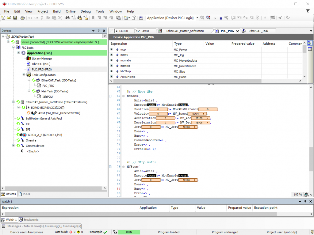 Raspberry PI + Codesys + EtherCAT步进驱动ECR60 Motion功能测试_树莓派 ethercat-CSDN博客