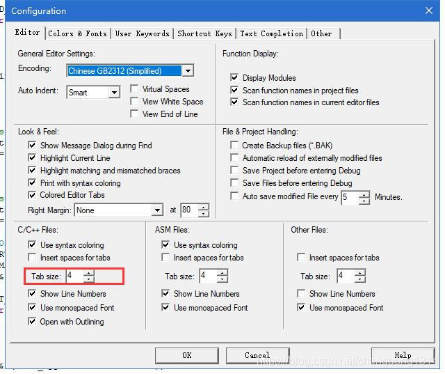 KEIL设置【默认工程配置】安装多个版本下默认打开的程序][KEIL和Source Insight中Tab键设置为4空格代替 解决代码杂乱的问题][前进后退快捷键设置][设置编码]_keil4 ...