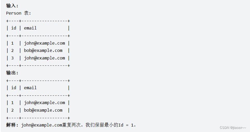 Sql 每日一题【196 删除重复的电子邮箱】 编写sql 删除person表中重复邮箱 Csdn博客