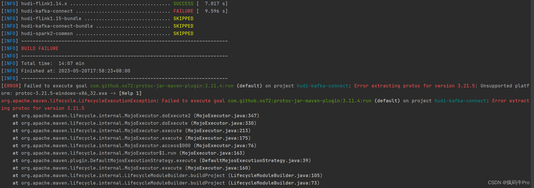Hudi 编译protoc-3.21.5-windows-x86_32.exe 包找不到问题_error extracting protoc for version 3.21.5 ...