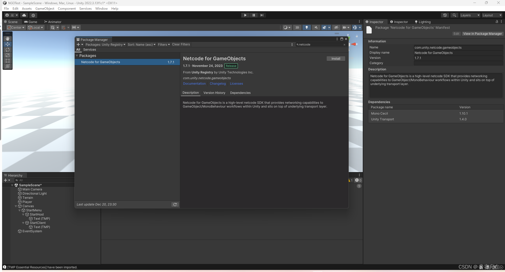快速使用unity联机方案netcode for gameobject （NGO）_unity 联机方案-CSDN博客