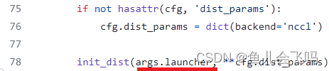 init_dist(args.launcher, **cfg.dist_params)什么意思？-CSDN博客