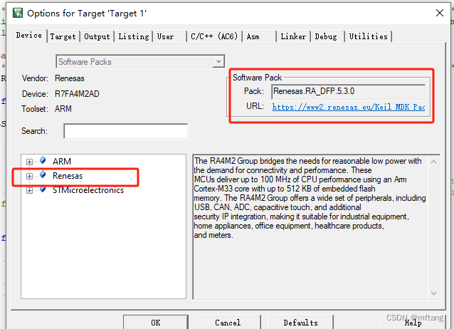 Renesas MCU（R7FA4M2AD3C）之使用Keil搭建开发环境（下载器：ST-LINK）_keil renesas-CSDN博客