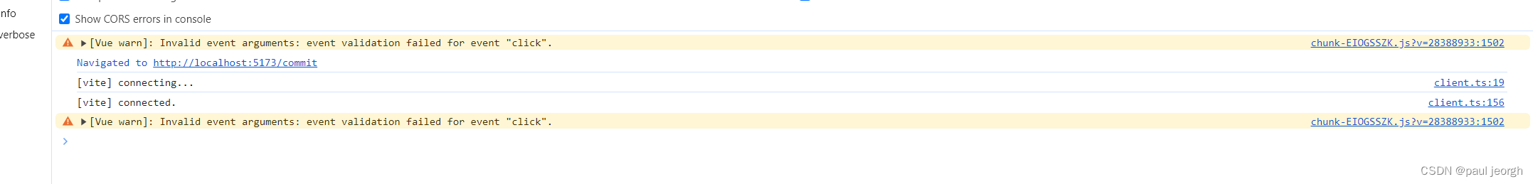 点击事件突然报错 Vue Warn Invalid Event Arguments Event Validation Failed For Event Click Csdn博客